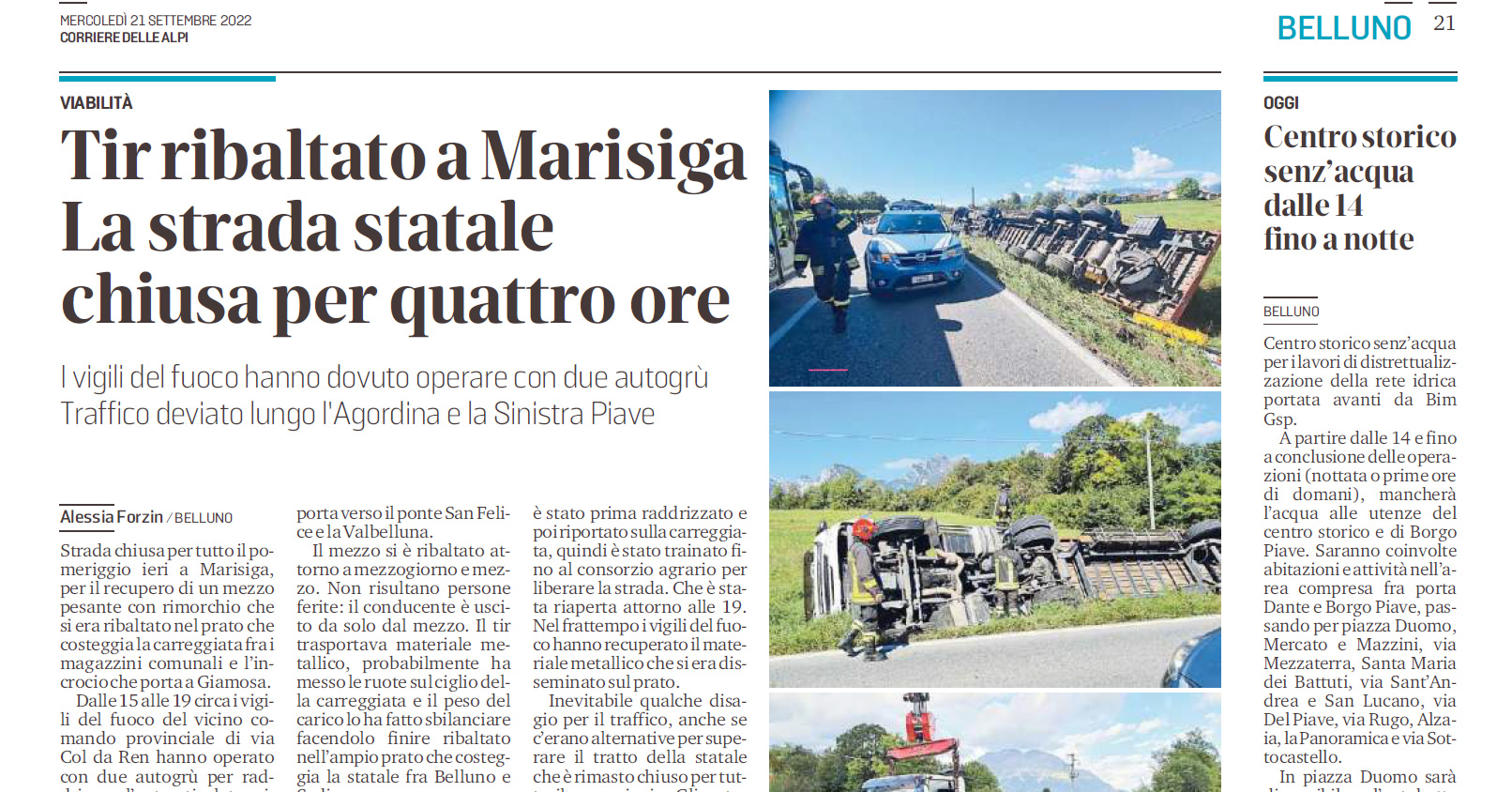 Un Tir nella scarpata, strade bloccate a Belluno. La Rassegna di ...